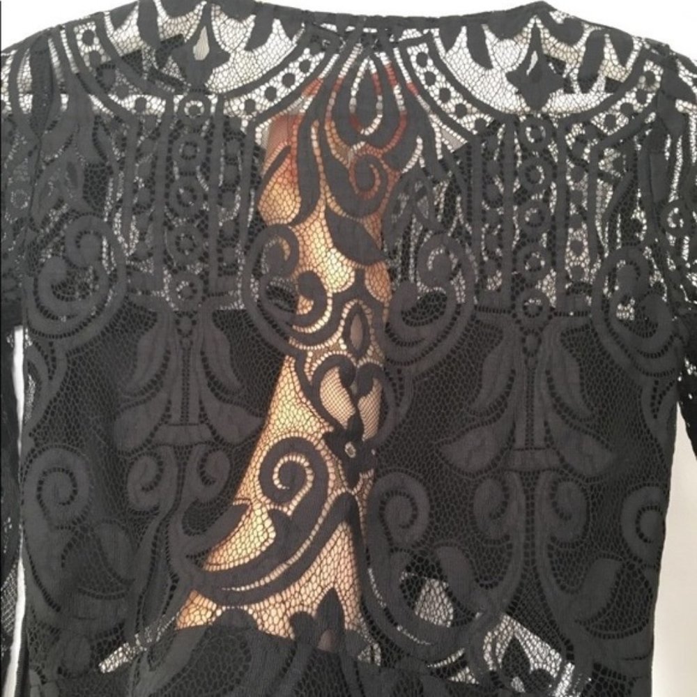 Alexis Marisol Sheer Lace Long Sleeve Gown - Gem